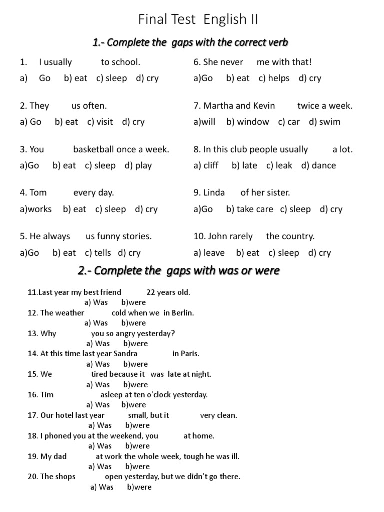 Final Test English II | PDF