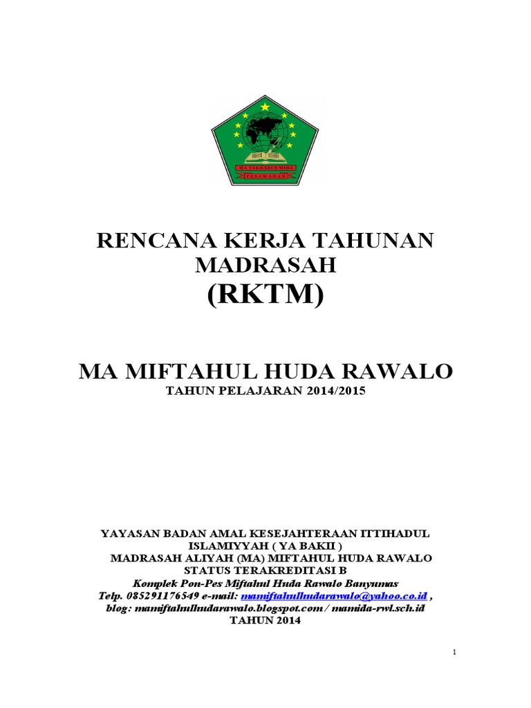 Rencana Kerja MA Miftahul Huda | PDF