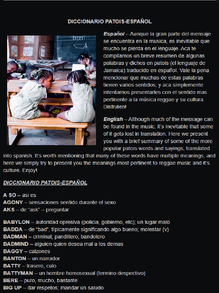 Diccionario Patois Español | PDF