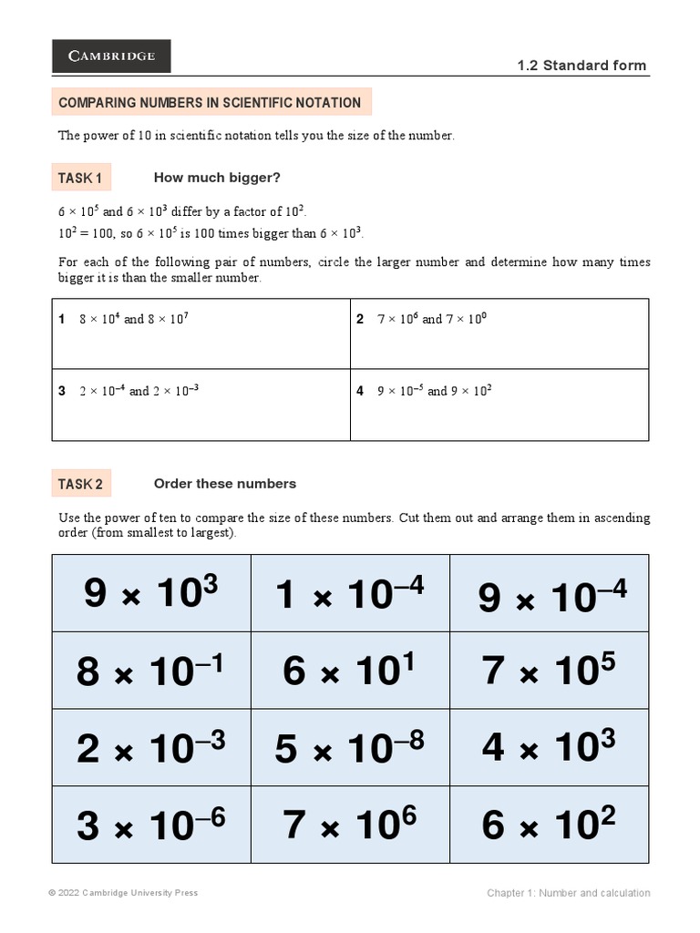 Comparing Numbers in Standard Form | PDF