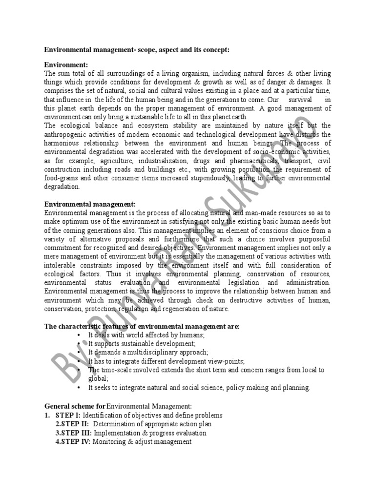 Scope of Environmental Management | PDF | Environmental Resource ...