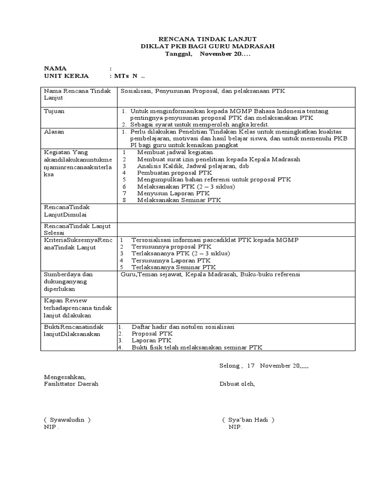 Contoh RTL Pokja 1 | PDF