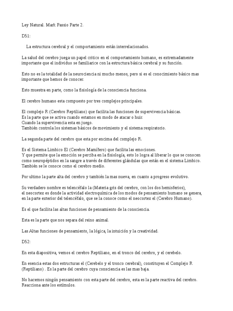 Ley Natural Mark Passio 2 | PDF | Cerebro | Hemisferio cerebral
