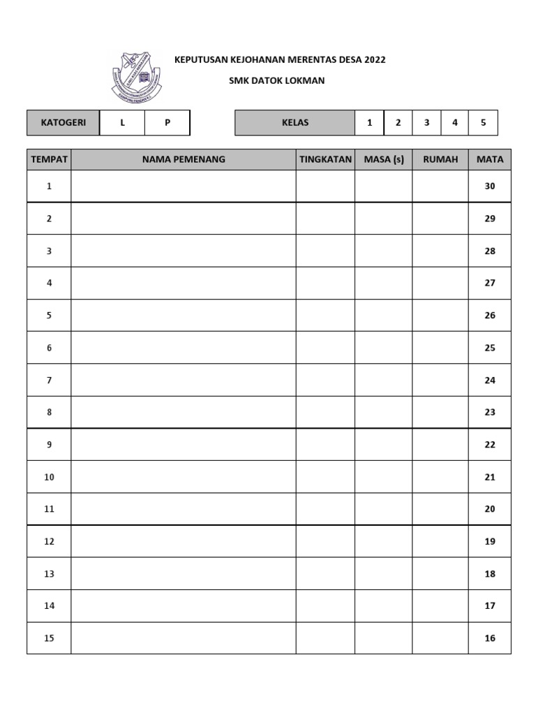 Borang Hakim Penamat MERENTAS DESA | PDF