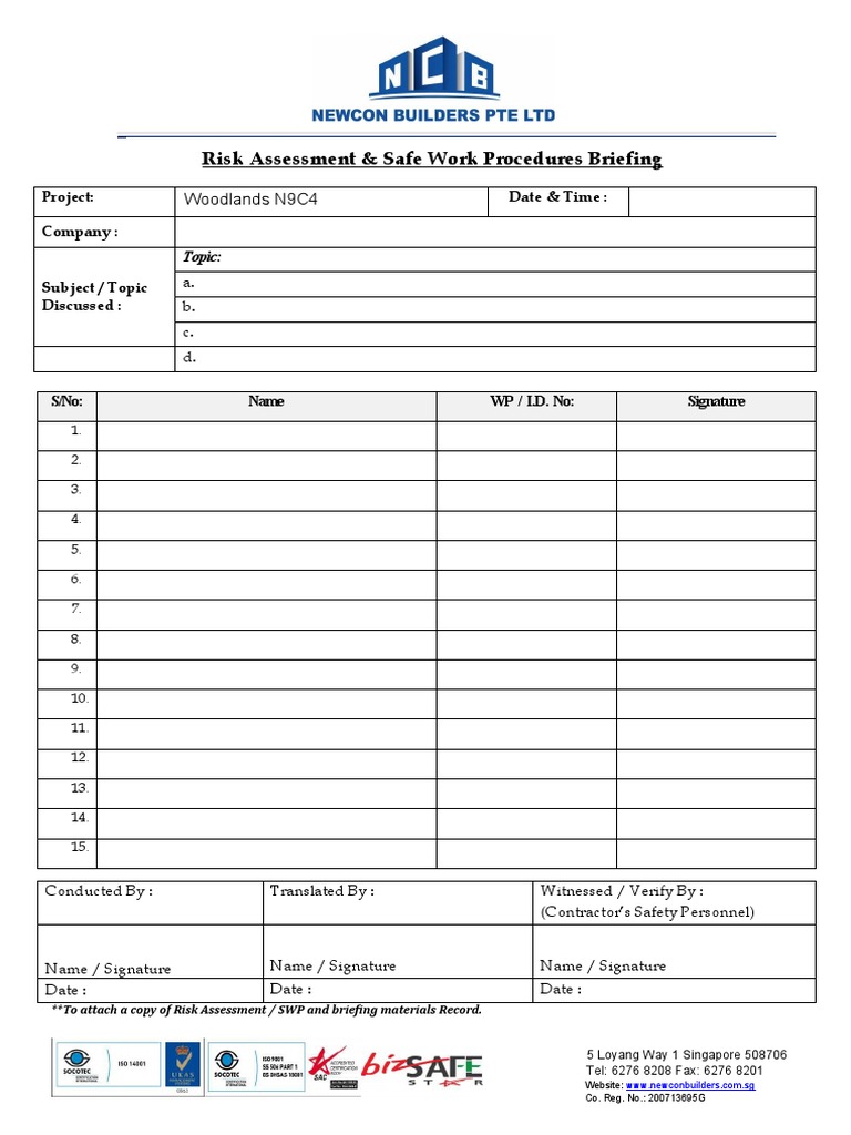 RA & SWP Briefing Records | PDF