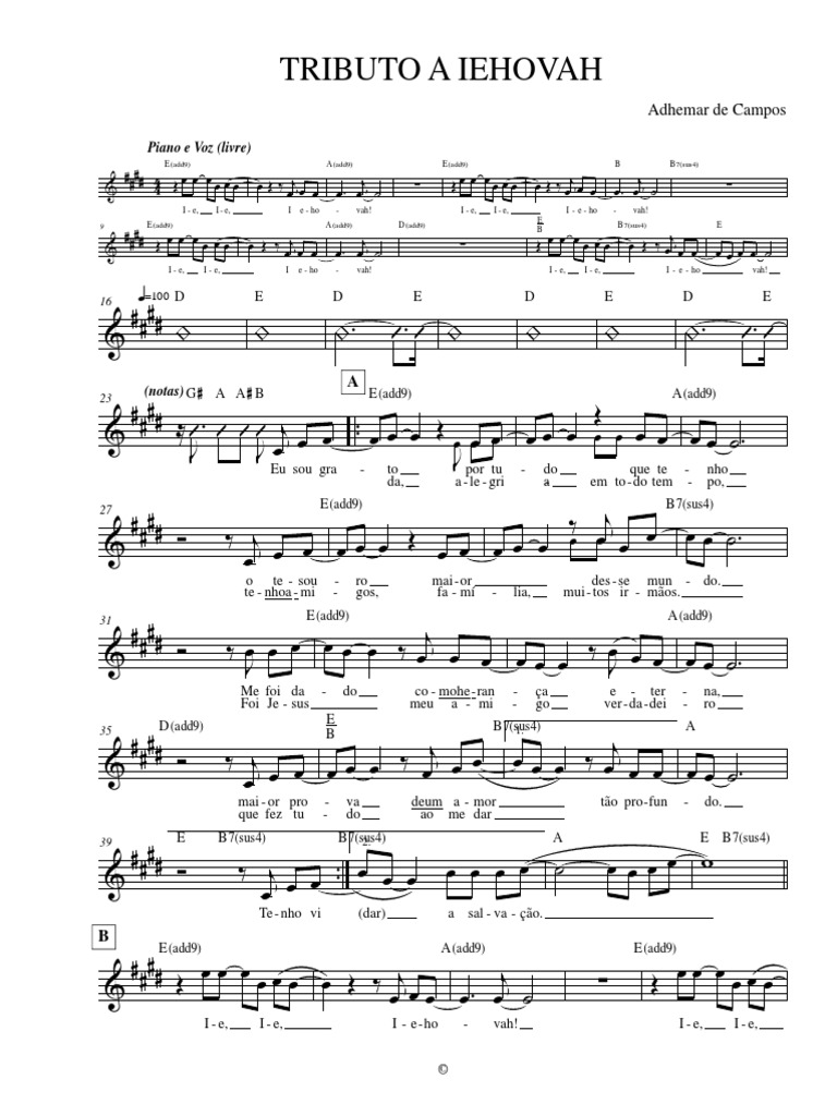 Tributo A Iehovah (PARTITURA) | PDF
