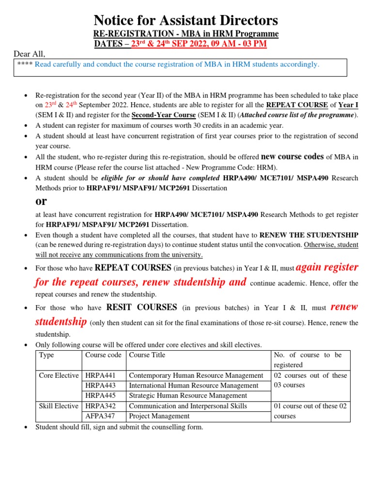 Notice For AD - Re Registartion | PDF | Human Resource Management ...