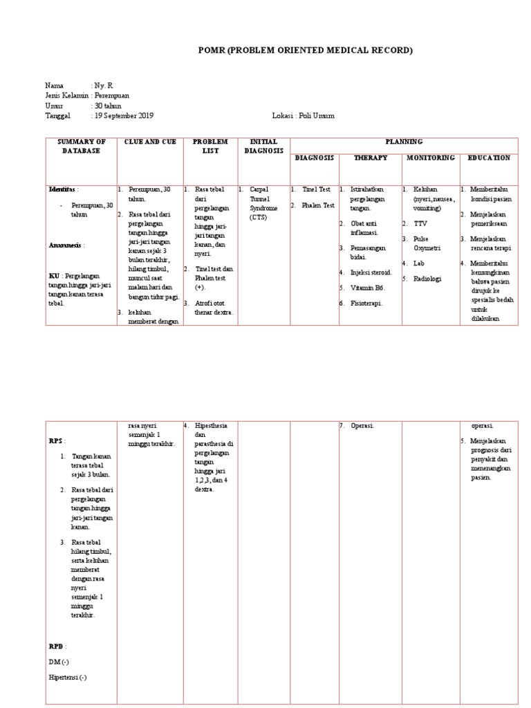 POMR Skenario 1 NMS 2 | PDF