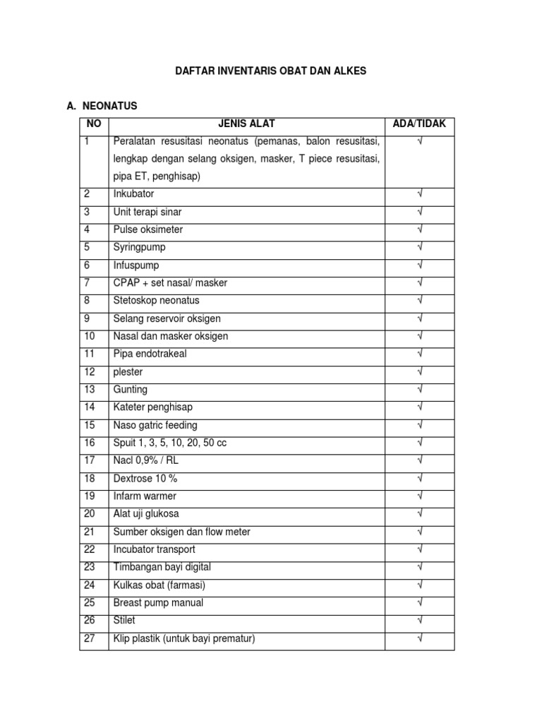 Daftar Inventaris Obat Dan Alkes | PDF