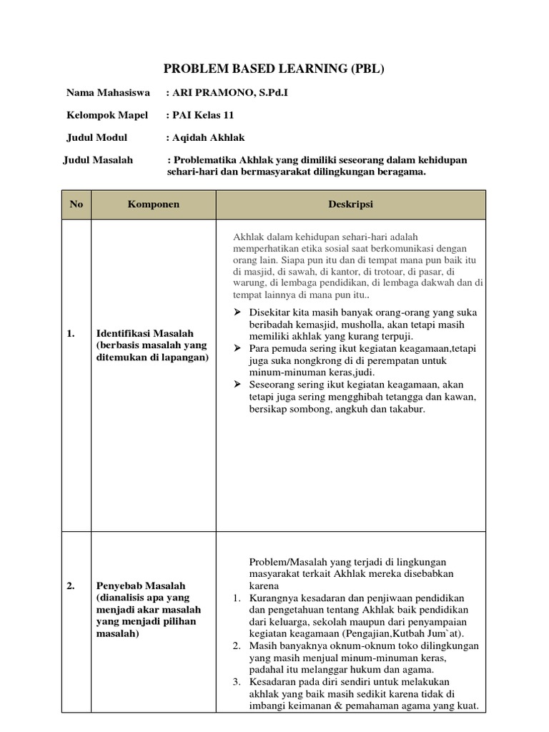 PBL Aqidah Akhlak Fix PDF | PDF