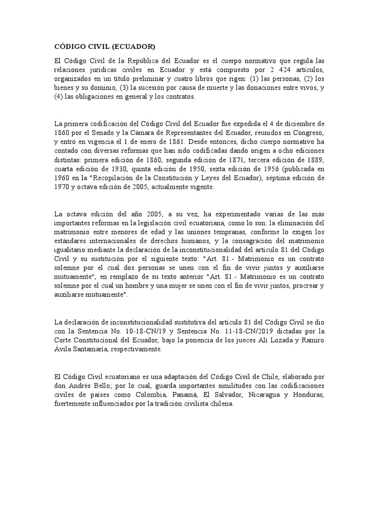 Código Civil Ecuador | PDF | Justicia | Crimen y violencia