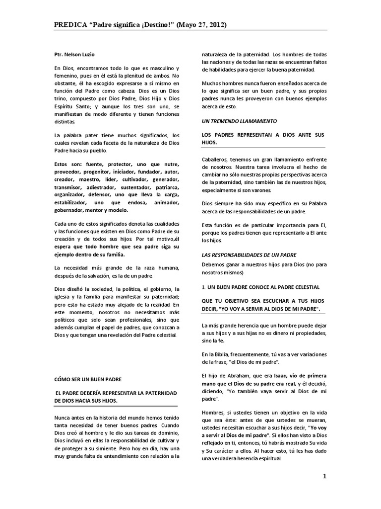 Padre: Significado y Responsabilidad | PDF | Amor | Dios