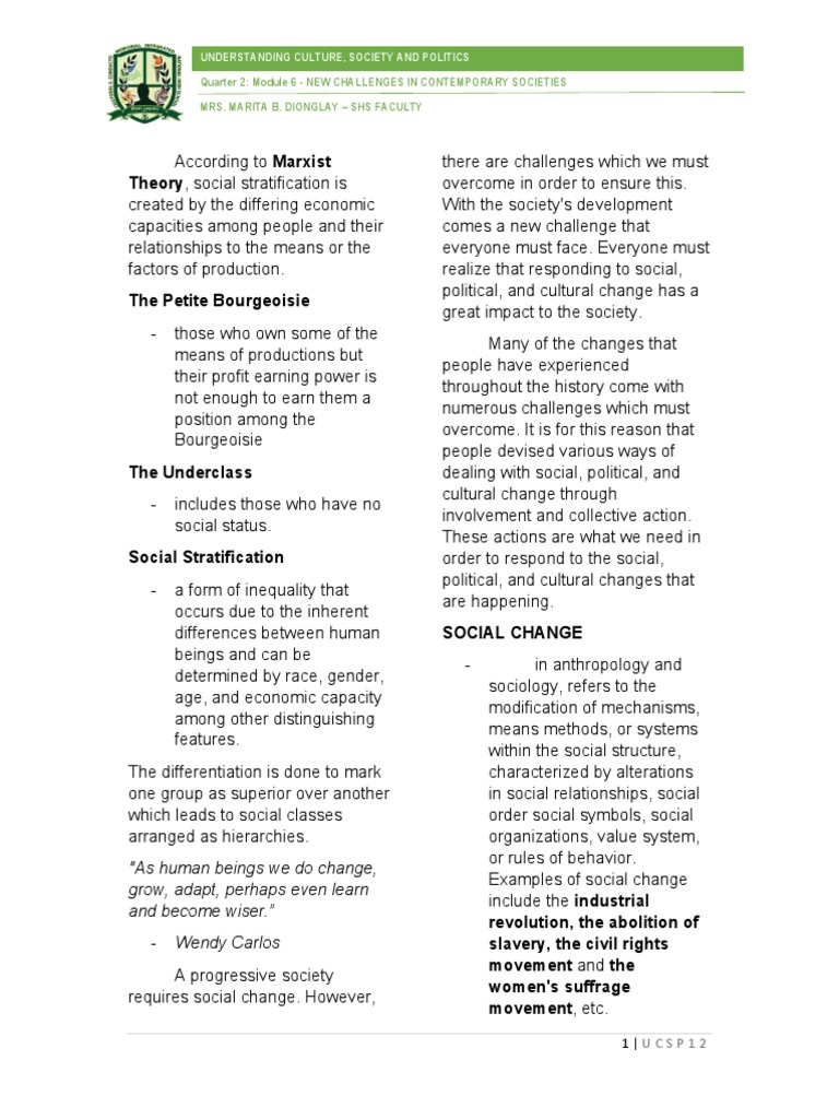 Understanding New Challenges in Contemporary Societies: Cultural ...