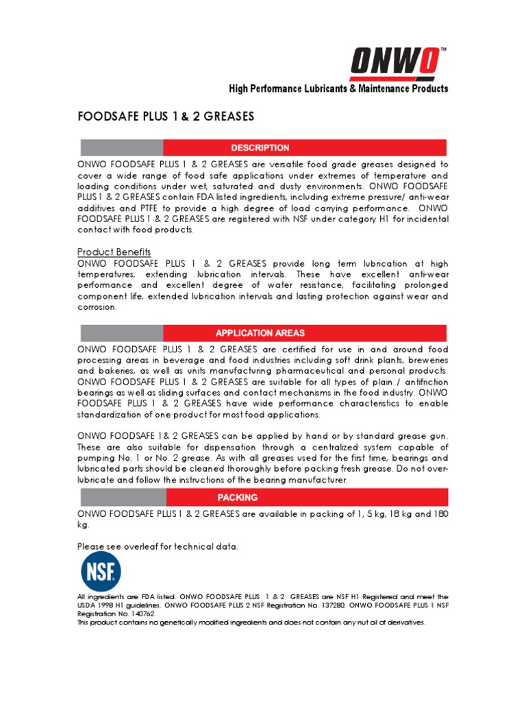 Food Industry Lubricant Guide | PDF | Lubricant | Bearing (Mechanical)