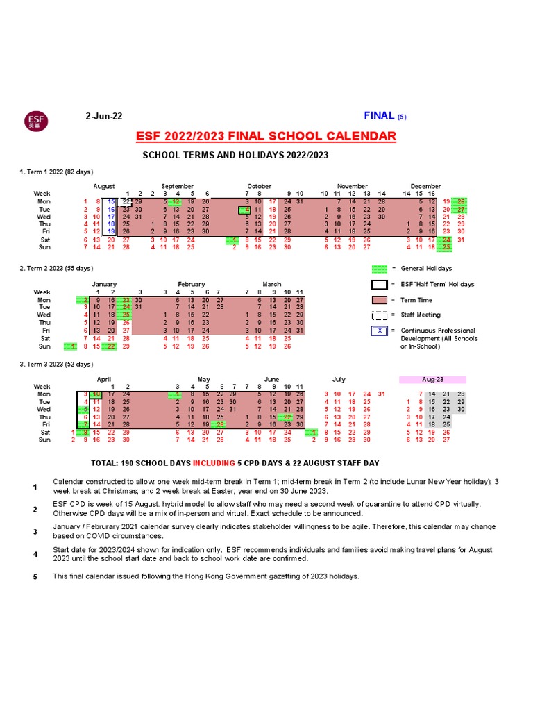 ESF Academic Calendar 2025-26 | PDF | Holidays | Observances