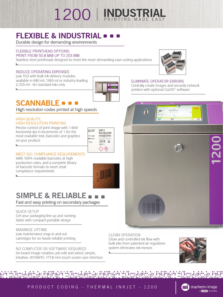 Markem-Imaje 1200 Datasheet 0 | PDF | Printer (Computing) | Information And Communications ...