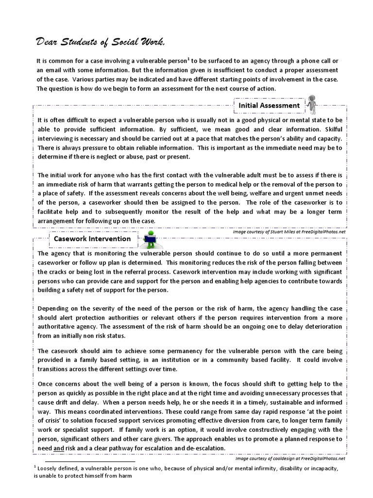 Social Work Letter - 13 - Vulnerable Persons | PDF | Caregiver | Risk