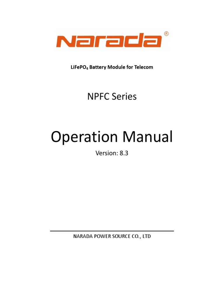 OM Narada NPFC Series Li Ion 0423 V8 | PDF | Electrical Grid | Power Supply