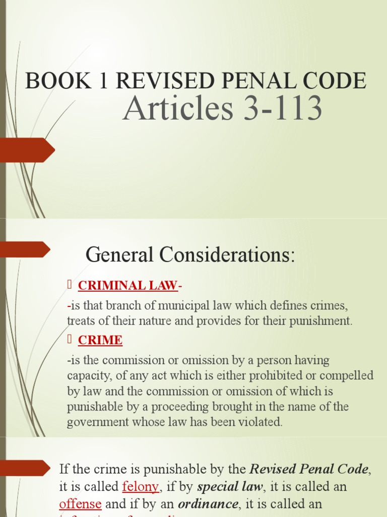Book 1 Revised Penal Code (Attrns) (Autosaved) | PDF | Criminal Law | Crimes