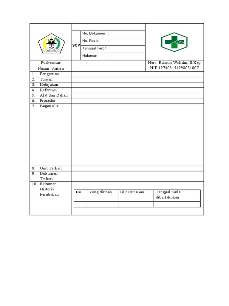 Contoh Format dan Template SOP | PDF