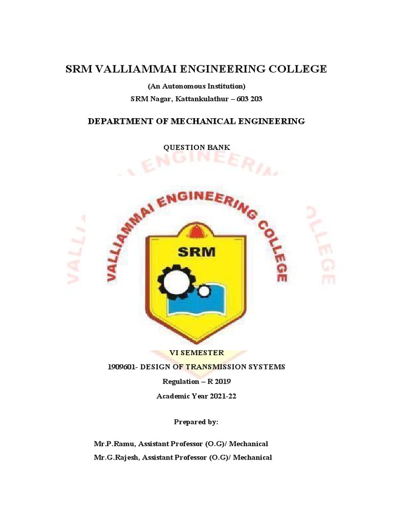 Design of Transmission Systems | PDF | Gear | Belt (Mechanical)