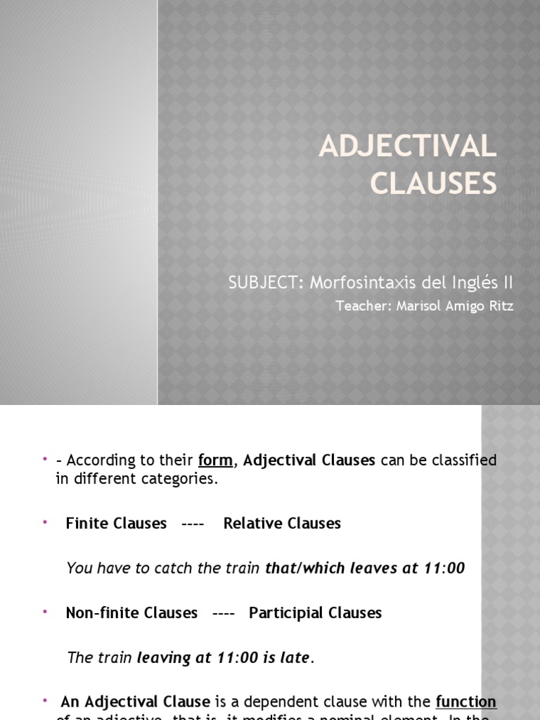 Adjectival Clauses | PDF | Clause | Adjective