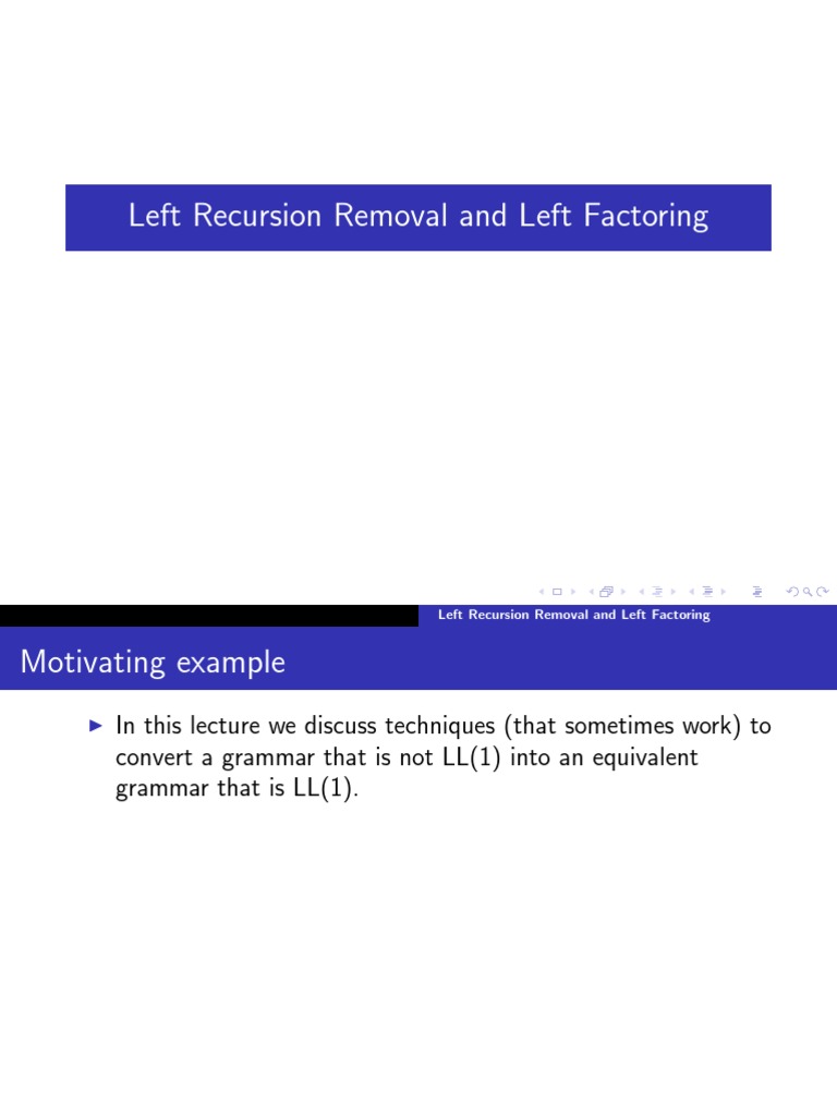 Removing Left Recursion | PDF | Parsing | Theoretical Computer Science