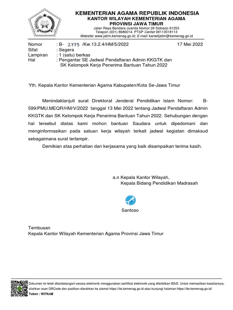 Pengantar SE Jadwal Pendaftaran Admin Dan Pokja | PDF