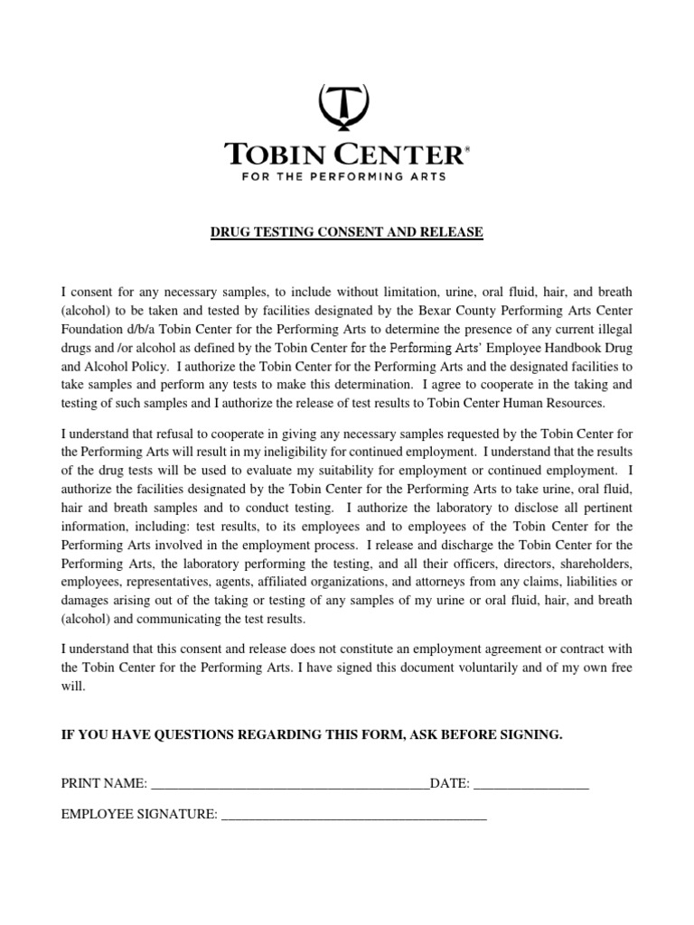 Employee Drug Testing Consent Form | PDF