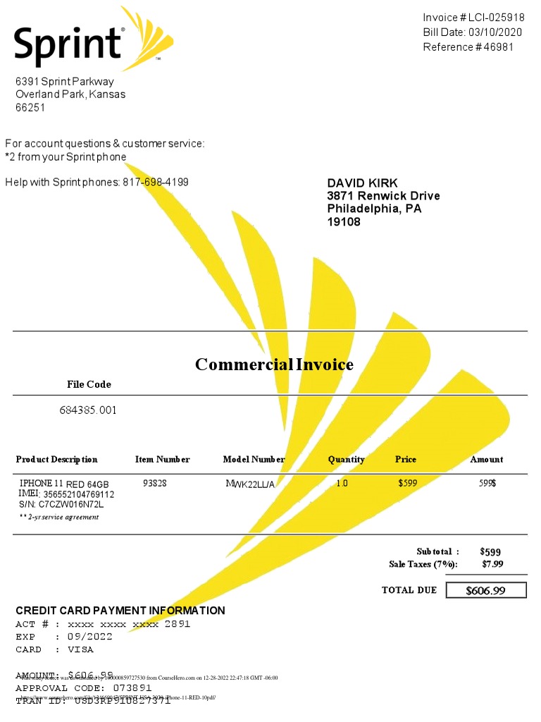 Invoice for iPhone 11 purchase | PDF | Payments