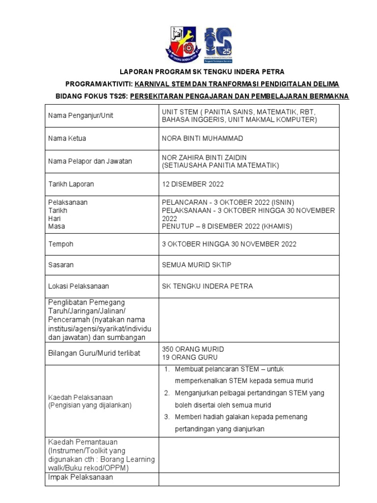Laporan TS25 - Stem 2022 | PDF