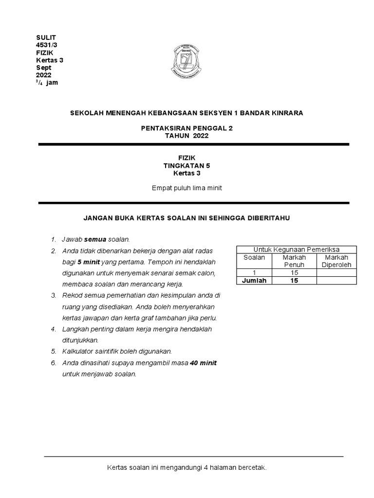 Cover Kertas 3 Ujian Amali | PDF