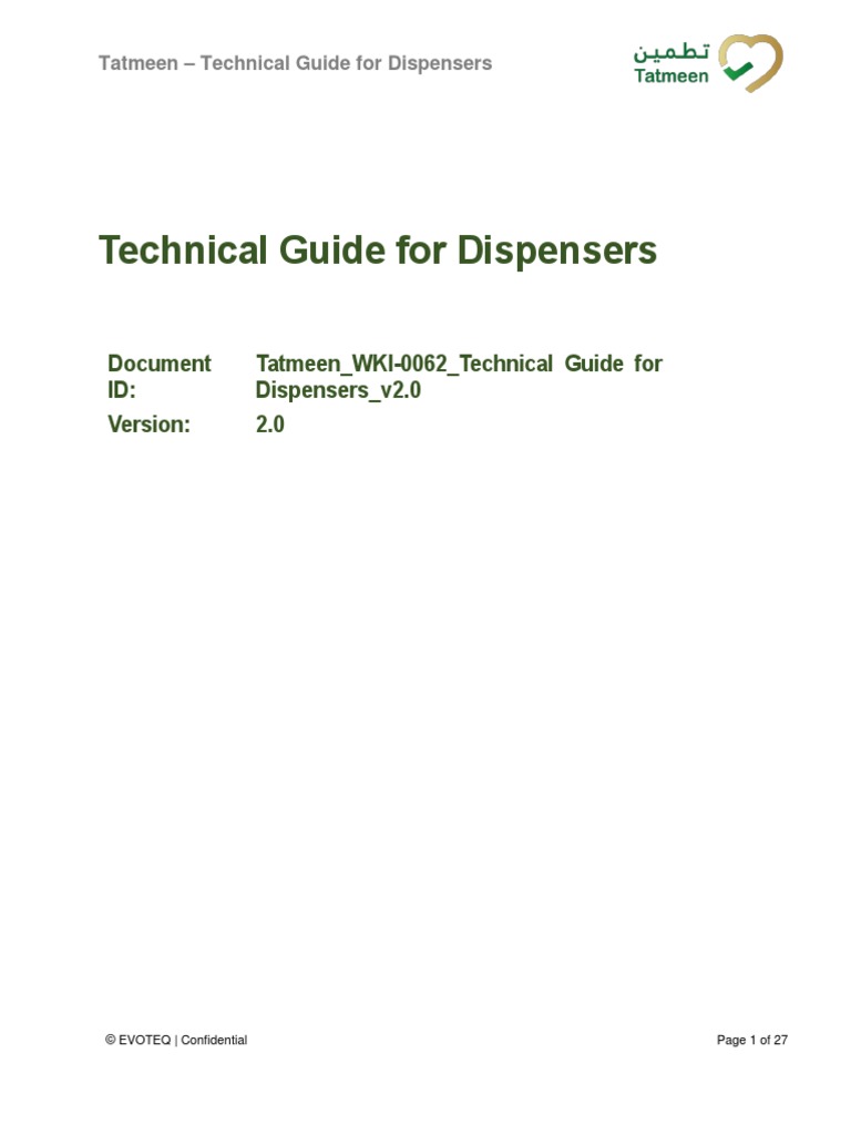 Tatmeen WKI-0062 Technical Guide For Dispensers v2.0 | Download Free ...