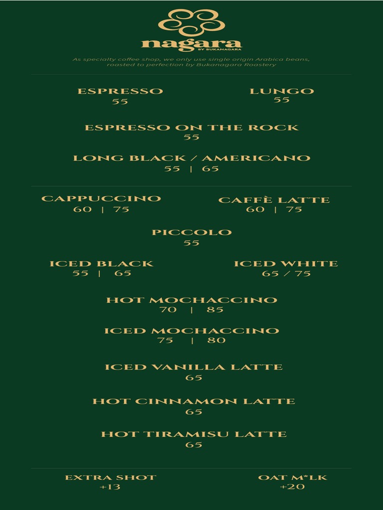 Bukanagara Coffee House Menu | PDF