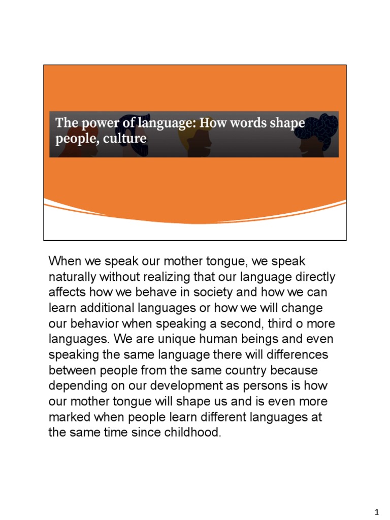 The Power of Language - How Words Shape People, Culture | PDF ...