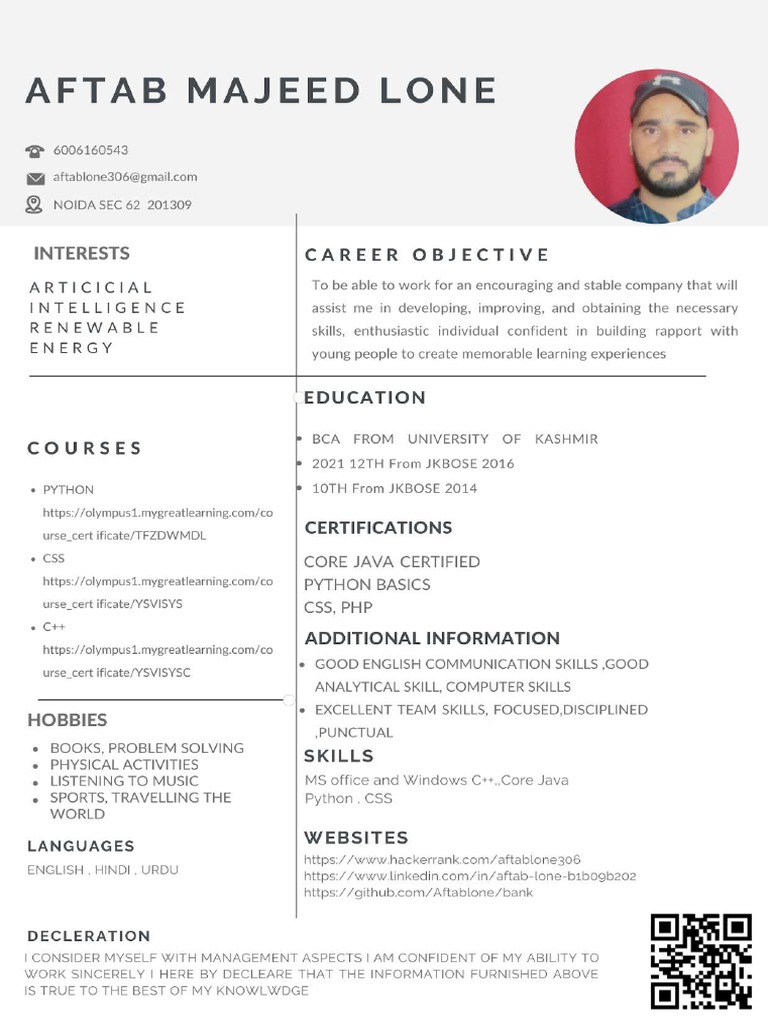 Aftab Lone CV | PDF