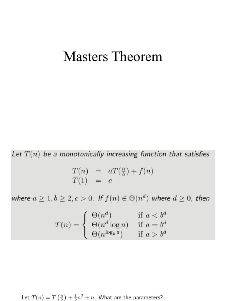 Masters Theorem Pdf 