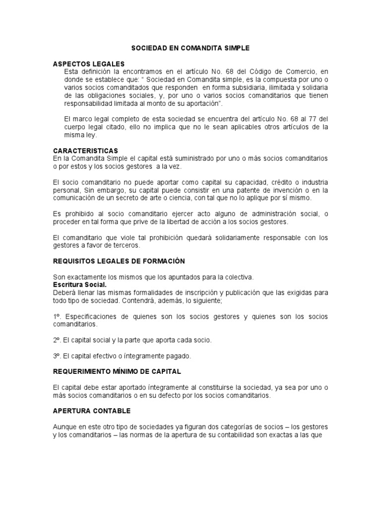 Sociedad en Comandita Simple