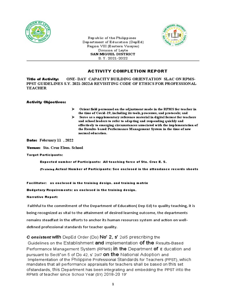 Acr-Rpms Training | PDF | Teachers | Mentorship