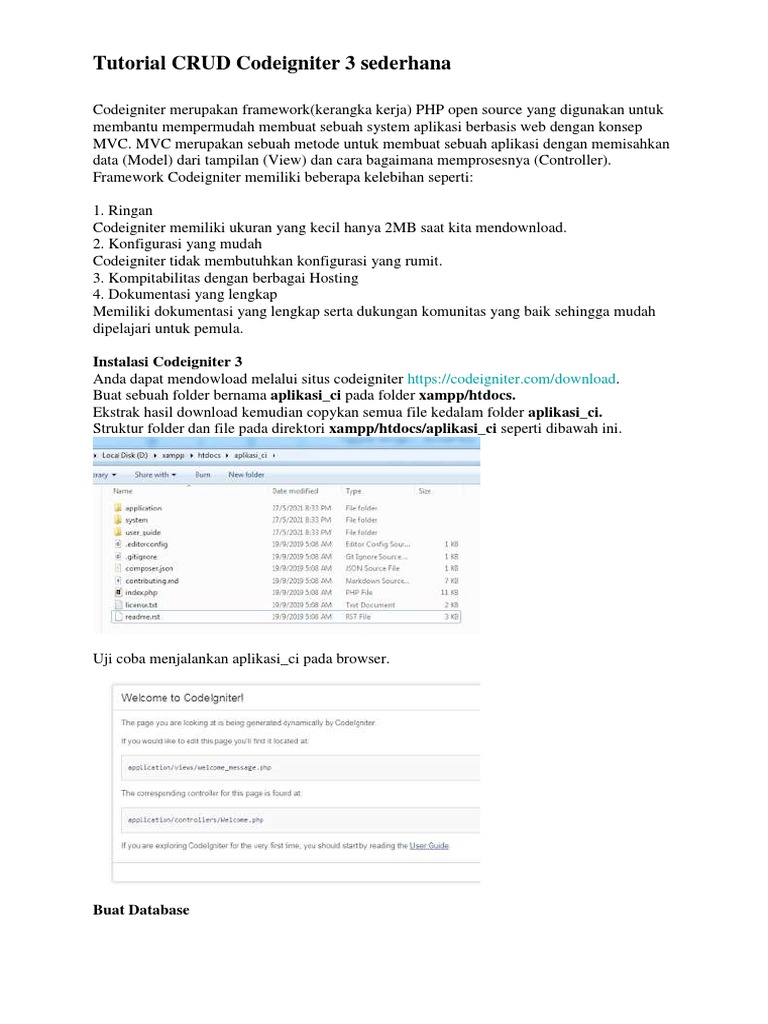 Tutorial CRUD Codeigniter 3 Sederhana | PDF | Komputer