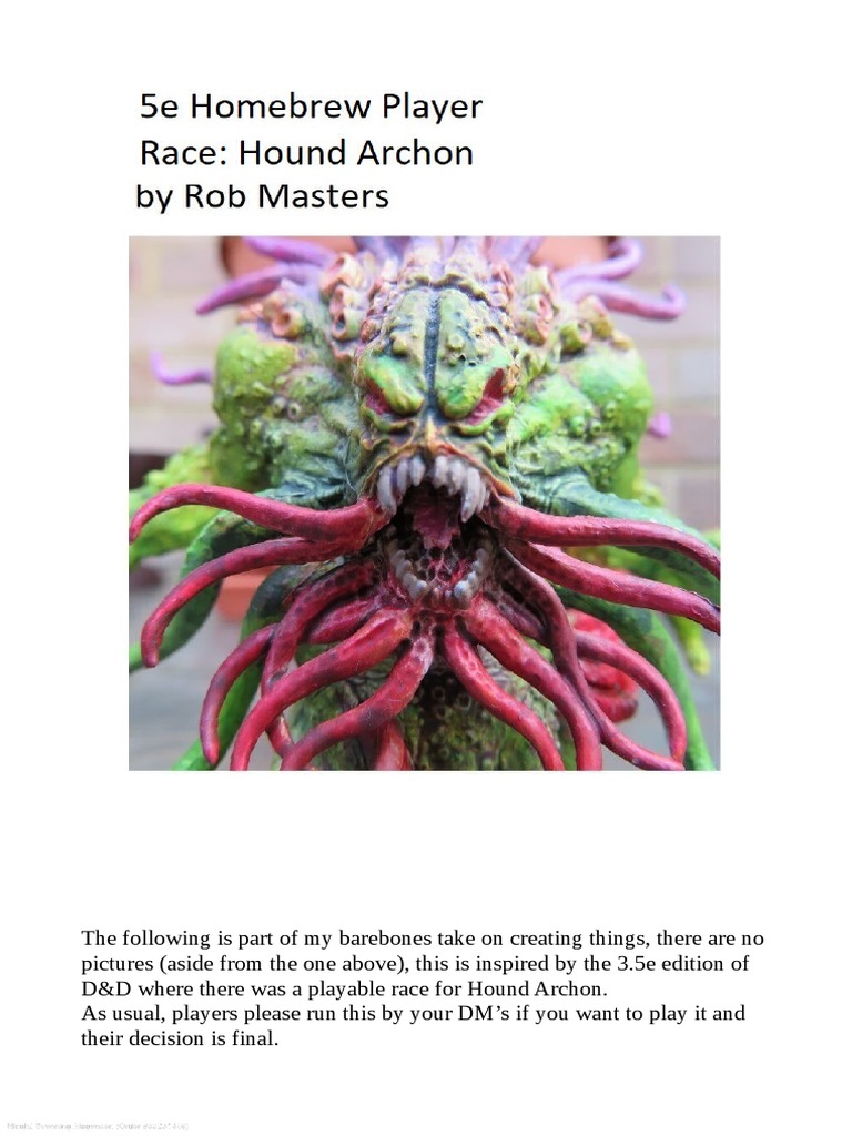 Hound Archon Race Guide for D&D 3.5e | PDF | Role Playing Games | D20 ...