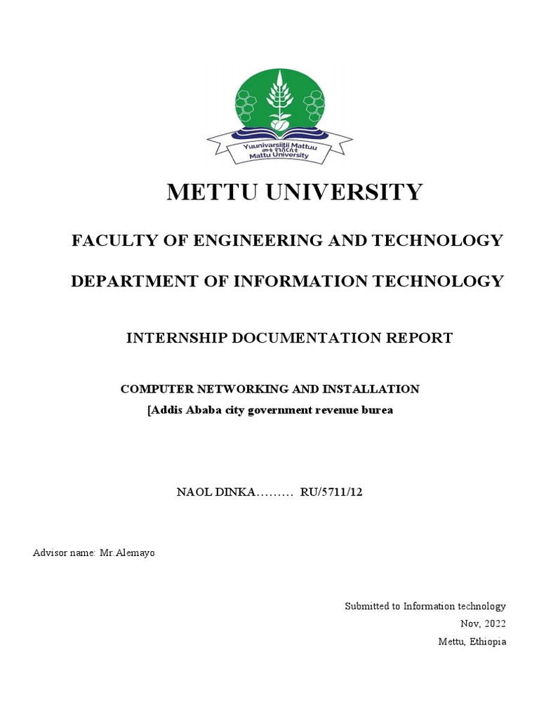Naol Dinka Internship Doc 1 | PDF | Network Switch | Computer Network