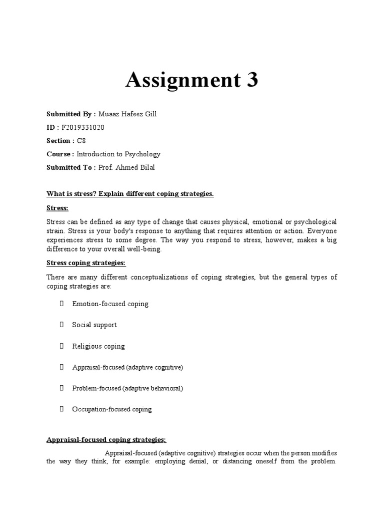 Assignment #3 Psychology | PDF | Behavioural Sciences | Cognitive Psychology