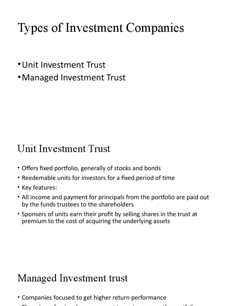 Types of Investment Companies Explained | PDF | Finance & Money Management