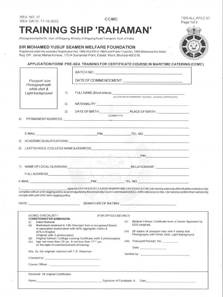 CCMC Application Form (1) | PDF