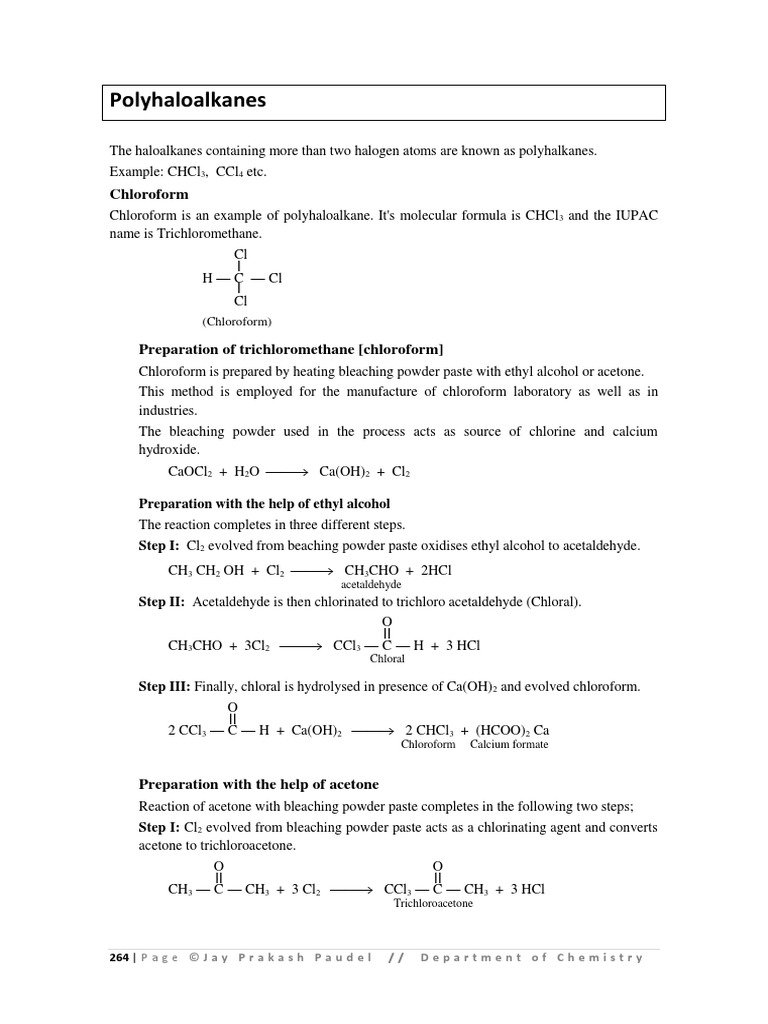 Poly Halo Al Kanes | PDF | Chloroform | Chlorine