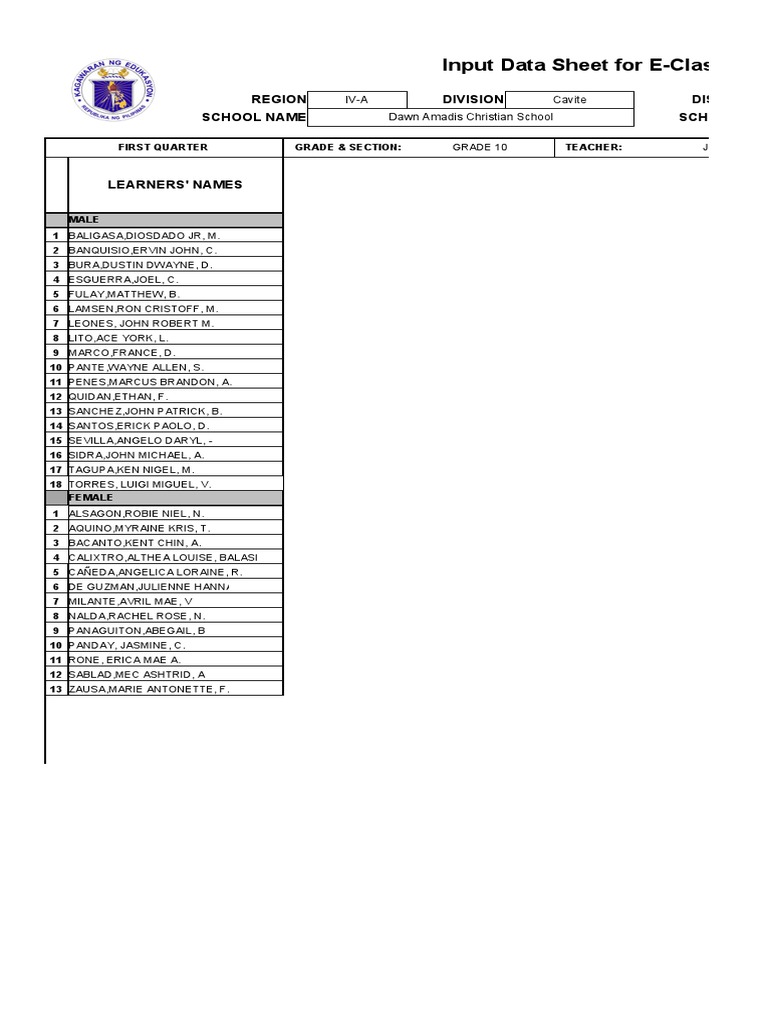Final First Quarter Ecr Grade 10 | PDF