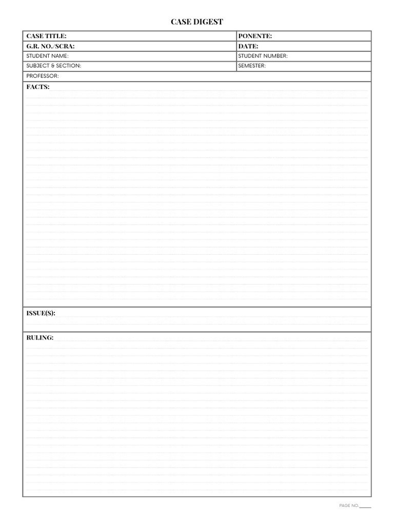 Case Digest Template by Mama Gie | PDF