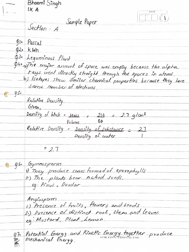 Sample Science Document with Concise Titles for Each Section | PDF ...