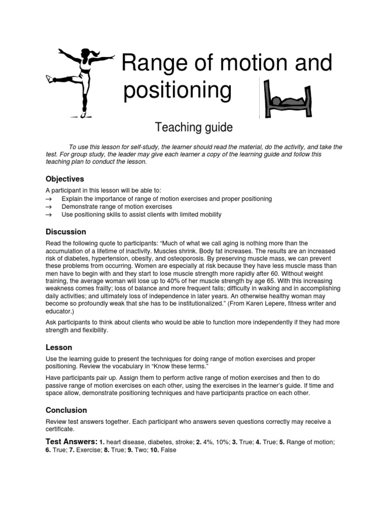 Range of Motion Exercises Guide | PDF | Anatomical Terms Of Motion ...